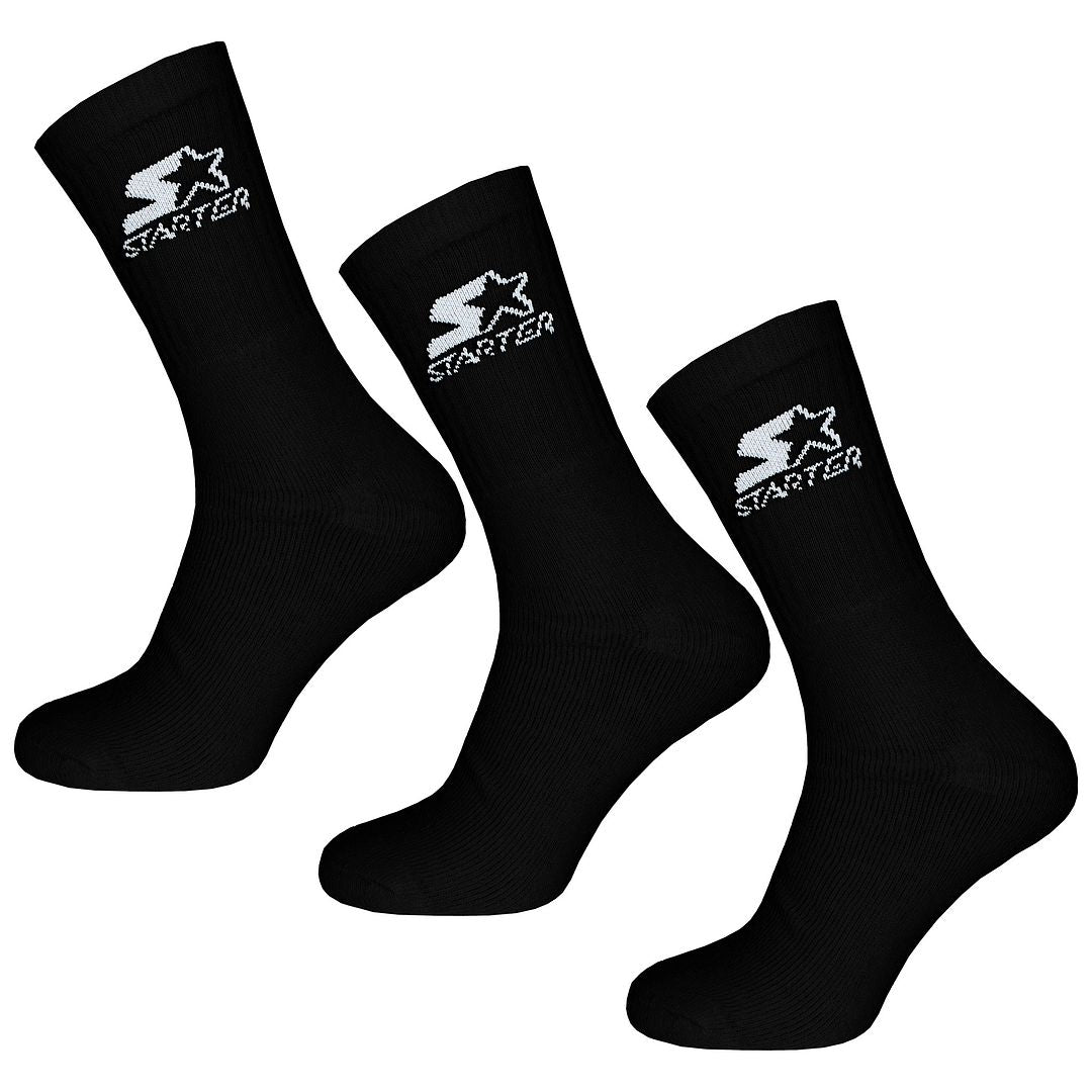 Starter 3-Pack Mens Black Long Crew Socks – Sport It First